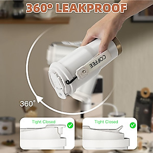 MURRICON 18 oz Stainless Steel Travel Coffee Mug,Vacuum Insulated Coffee Tumbler,Portable Coffee Cups with Lid and Straw,White