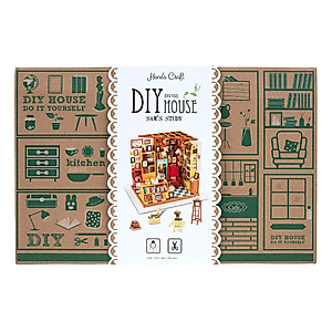 Hands Craft DIY Miniature Dollhouse Kit - Sam's Study 3D Model Tiny House Building with LED Lights Wood Prefabricated Pieces Puzzle 1:24 Scale Crafts for Adults and Teens DG102