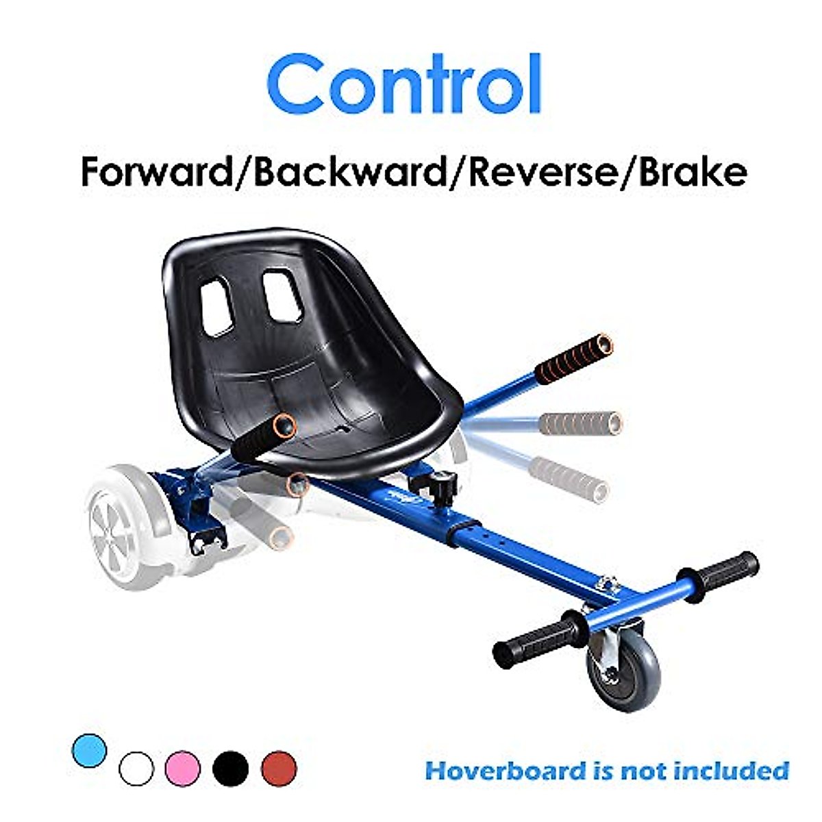 Hoverboard Seat Attachment Go Kart Accessories Conversion Kit, Transforming Self Balancing Scooter into Go-Kart, Adjustable Frame, Fits Kids to Adults, Compatible for 6.5'' 8'' 10'', Blue