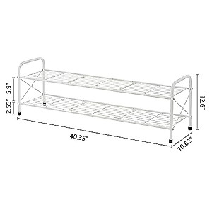 Hoctieon 2 Tier Shoe Rack for Closet, Shoe Rack FreeStanding, Entryway Shoe Shelf, Shoe Storage Organizer, Durable Mesh Style Shoe Rack, White