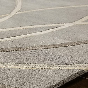 Mark&Day Wool Rugs, 8x10 Falher Modern Medium Gray Area Rug, Grey Cream Carpet for Living Room, Bedroom or Kitchen (7'6" x 9'6")