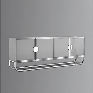 Reyansh 4 Door Sideboard with Chrome Base, Grey