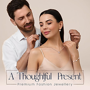 Crystalline Azuria Women 18K Rose Gold Plated White Crystal Roses Flower Set Necklace Earrings Bracelet for Women Wedding Party Bridal Bridesmaid Accessories