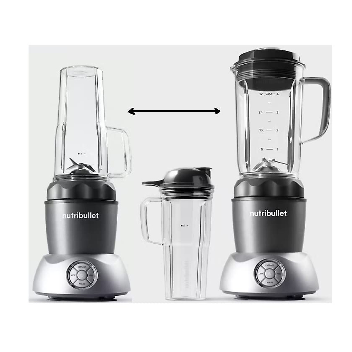 Nutribullet NB50200 1000W Pitcher Blender 32oz Pitcher 24oz Handled To-Go Cup Hot/Cold (Grey)