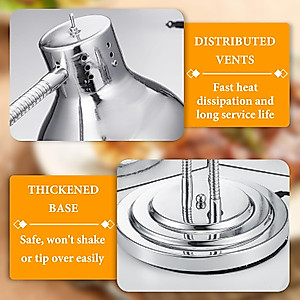Rcqeuiol Food Heat Lamp Commercial Food Warmer Lamp Adjustable 2-Head Food Warming Light, Food Heating Lamp Warmer, Stainless Steel Food Warming Lamp for Kitchen Cafeteria Restaurant Buffet