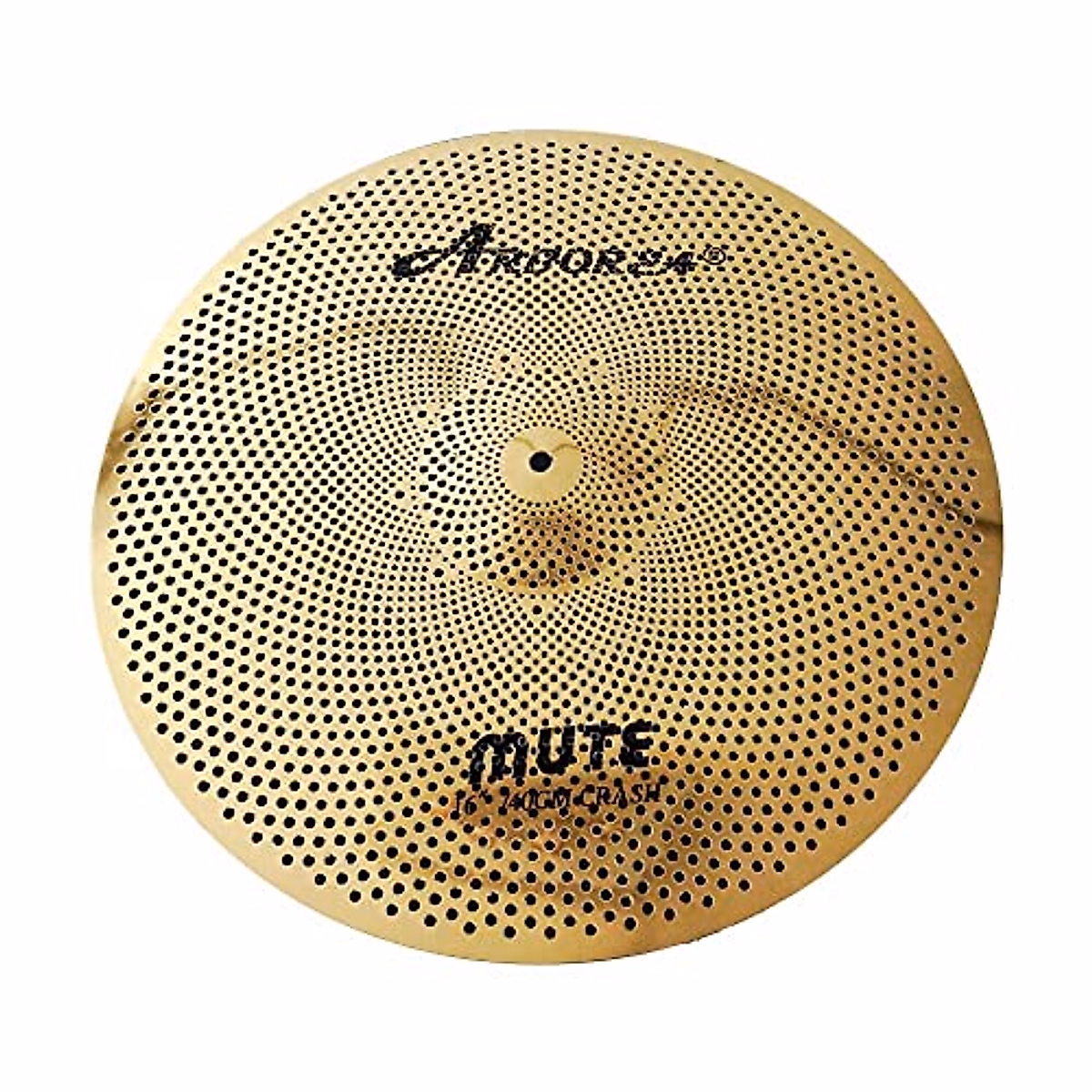 Arborea Low Volume Crash Cymbal 16 Inches Practice Silent Cymbal Golden Quiet Crash Drum Cymbal For Drum Set