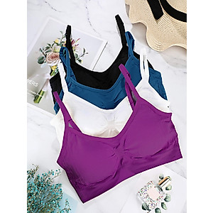 SATINIOR 4 Pieces Bralette Neck Cami Bra Wireless Tank Top Bra Sports Bra for Women Girls