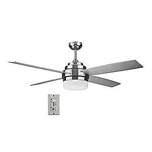Design House 157354 Cali 52-inch Contemporary Indoor Ceiling Fan with LED Light Kit, Wall Control, Brushed Nickel