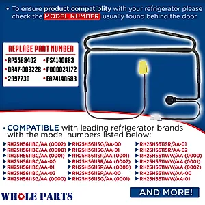 Whole Parts Part #DA47-00322J Refrigerator Defrost Heater & Bi-Metal Defrost Thermostat Assembly, Replacement & Compatible w/Some Samsung, Non-OEM Appliance Parts, 2 Yr Warranty Replacement Policy