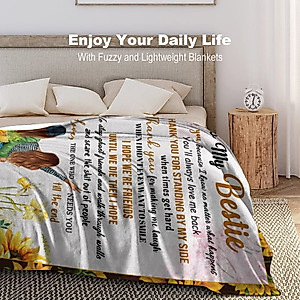 to My Bestie Blanket for Women Ultra Soft Flannel Throw Blanket for Girls BFF for Sofa Bed Friendship Gift for Friends Birthday Anniversary 80'' x 60''