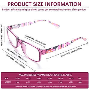 BONCAMOR 6 Pack Stylish Reading Glasses for Women Men Blue Light Blocking Square Spring Hinges Computer Readers (6 Mix-3, 2, diopters)