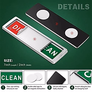 MY DEVELOPMENT Dishwasher Magnet Clean Dirty Sign | Clean Dirty Magnet for Dishwasher Easy to Read | No-Scratch Dishwasher Clean Dirty Sign | Shutter Slide Clean Dirty Sign for Dishwasher | White