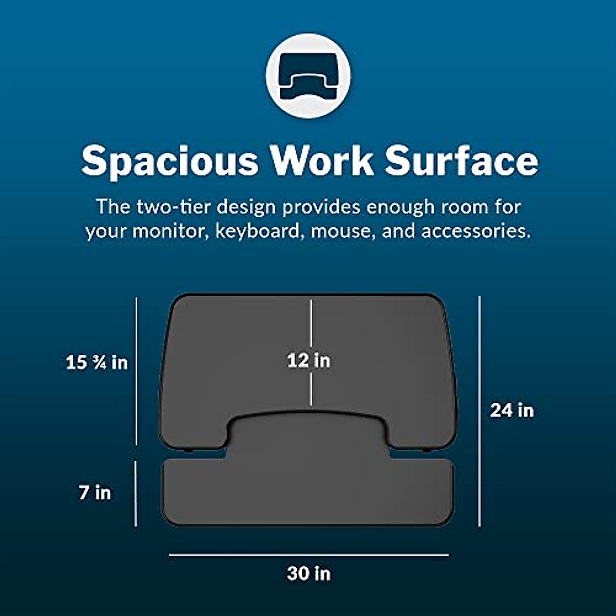Vari - VariDesk Essential Vertical Lift 30 - Compact Two-Tier Standing Desk Converter for Monitor & Accessories - Height Adjustable Sit Stand Desk - Home Office Monitor Riser - 30" Wide, Black