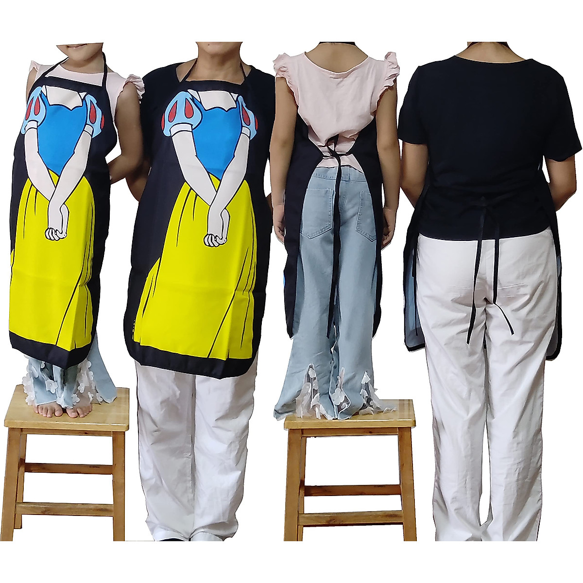 sloHEXtted Princess Character Snow White Apron-Black Cartoon Cute Apron for Girl Women Lady Kitchen Chef Cooking BBQ Bib Apron Gift Party Cosplay Costume,Disney Princess