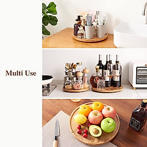 12” Lazy Susan Organizer for Kitchen, Oak Wood Lazy Susan Turntable for Cabinet Pantry Table Organization