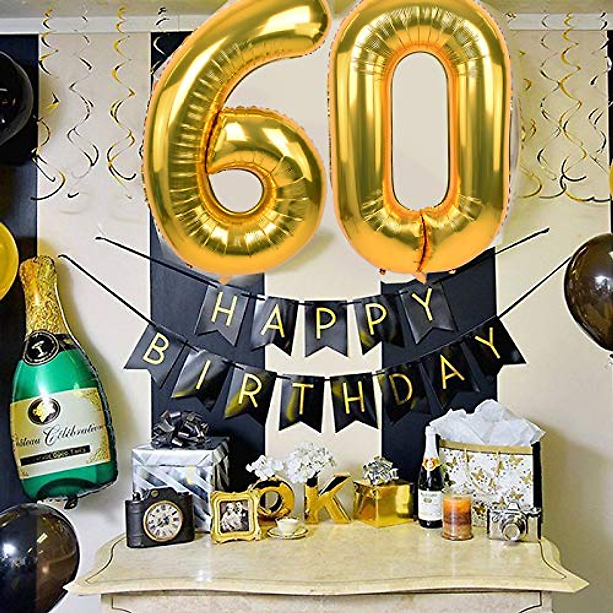 TONIFUL 40 Inch Gold Large Numbers Balloon Birthday Party Decorations, Foil Mylar Big Number Balloon Digital 50 for 50th Birthday, 50th Anniversary, Graduation Ceremony Photo Shoot