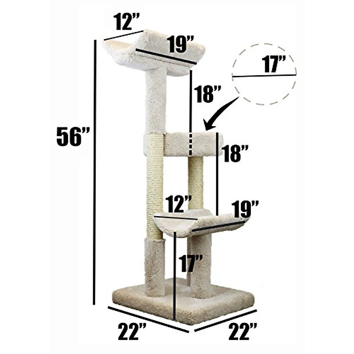 Prestige Cat Trees 130077-Beige Double Scratching Post Cat Tower Tree
