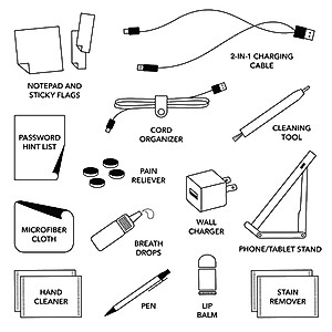 Pinch Provisions Work from Anywhere Kit, Includes 17 essentials to Help You Stay on Task, Must-Have Essentials, Compact Multi-Functional Vegan Leather Pouch.