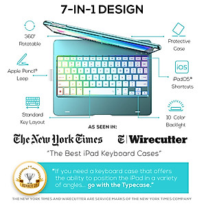 YEKBEE Case with Keyboard for iPad 9th Generation (10.2", 2021) | 360° | 7 Modes | Backlit | 12 Colors | Thin, Light & Protective for iPad 9, 8th & 7th Gen, Air 3, Pro 10.5 with Pencil Holder…