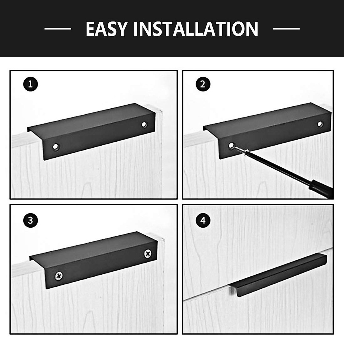 LC LICTOP Modern Style Finger Edge Tab Pull Handle Door Knobs Drawer Pulls Aluminum Matte (2Pcs) (150mm/5.91", Silver)