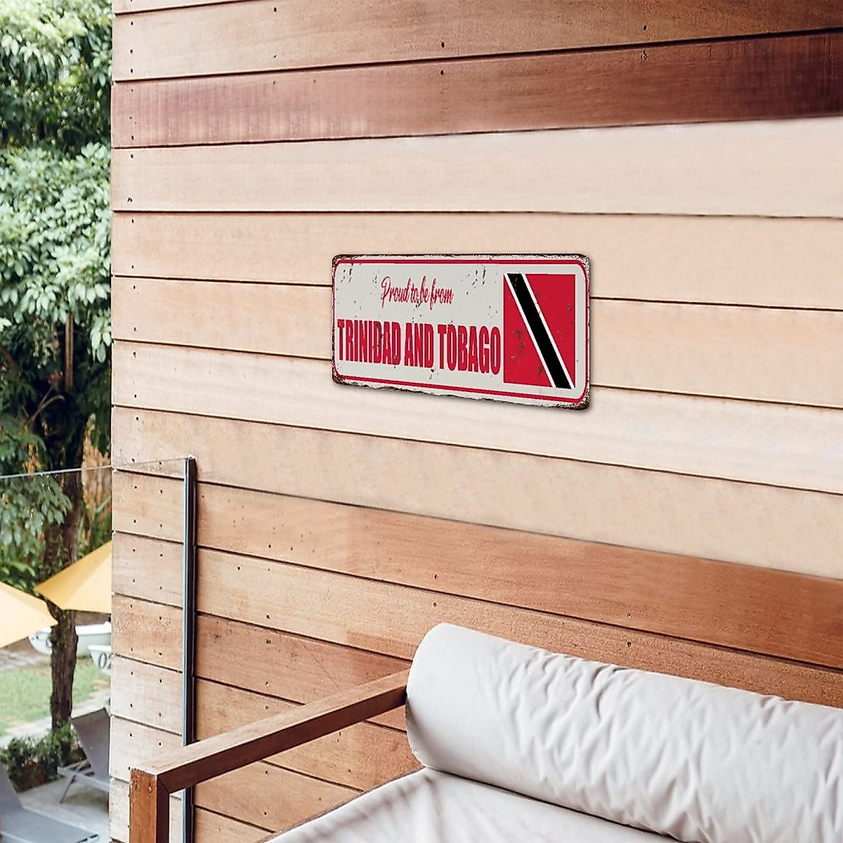 Autravelco Hanging Metal Signs Proud to Be from Trinidad And Tobago Wall Decor Aluminum Metal Sign for Fence Coffee Bar Restaurants State Flag Travel Sports Art Poster Gift for Porch 6x12 Inch