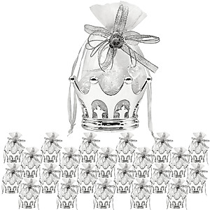 JC HUMMINGBIRD JCHB 24 Pieces Fillable Silver Crown with Pouch Party Favors