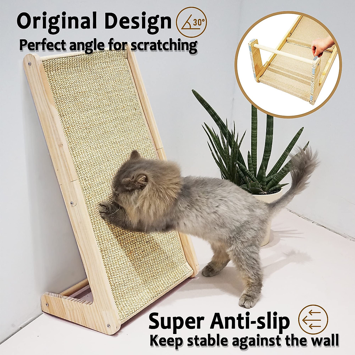 Meeyoview Cat Scratcher, L-Shape Cat Scratching Pad, Cat Scratch Furniture Protector, Durable and Natural Sisal Cat Scratching Post for Indoor Cats