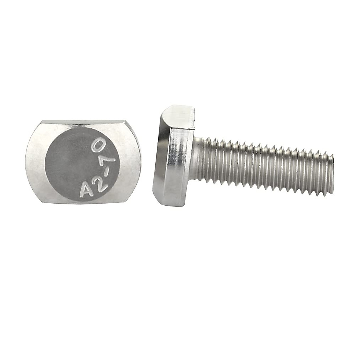 M8 x 25mm T-Slot Drop-in Stud Sliding Bolts T Shape Screws, 304 Stainless Steel 18-8, Plain Finish, Fully Threaded, 10 PCS