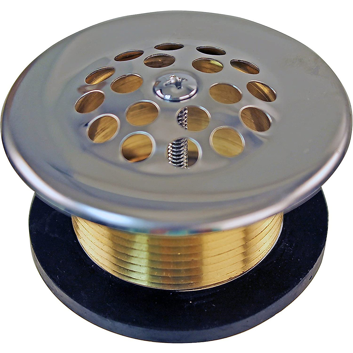 Westbrass A79220CP 14" 20 Gauge Brass Bath Waste and Overflow Assembly with Trip Lever and Grid Drain Cover, Polished Chrome