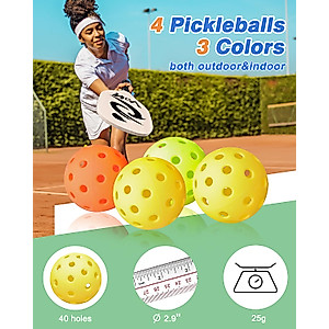NQV Pickleball Net Set with Wheels,Pickleball Set with Net,22ft Full Court Size Regulation Size Pickleball Net Portable Outdoor Indoor Driveway,4 Wood Paddles,4 Pickleballs,Storage Bag,Chalks
