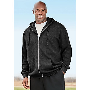 KingSize Men's Big & Tall Fleece Zip-Front Hoodie - 4XL, Heather Midnight Teal
