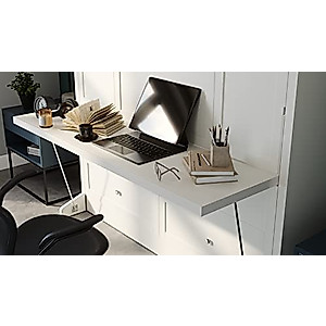 Leto Muro Azores Queen Murphy Bed with Desk | 64.5-inch Pull Down Wall Bed with Desk Combo Perfect for Guest Bed - Home Office Furniture | Space-Saving Furniture | Cabinet Bed Queen