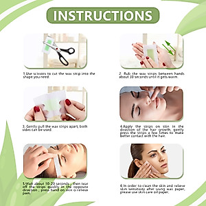 Viilife 48 Pcs Facial Wax Strips 24 Double Sides Mini Wax Strips Hair Removal at Home Waxing Hair Removal for Women's Facial Eyebrows Upper Lip and Chin with 8 Calming Wipes