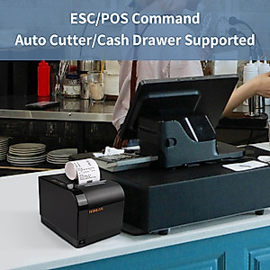 Rongta POS Receipt Printer, 80mm Thermal Printer, ESC/POS, Restaurant Kitchen Printer with Auto Cutter Support Cash Drawer,USB Serial Ethernet Receipts Printer for Small Business (RP820-USE)