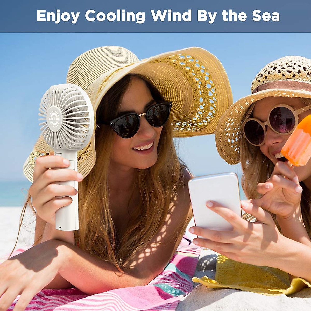 EasyAcc Handheld Fan, 2023 Newly Powerful Quiet Portable Fan Small Desk Fan [ 4 Speed/Battery Indicator/Easy Clean] 17H Battery Operated Fan One Touch Power Off Personal Fan for Travel Outdoor