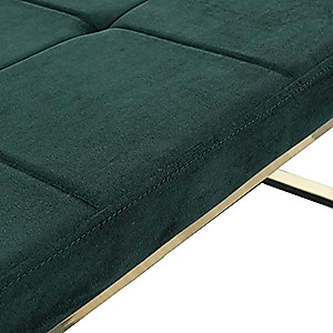 GYZAD Modern Sofa Bench-Turquoise Bench Bench-Dining Room Bench-with Stainless Steel and Velvet Ottaman,Bench Chair,Benches for Bedroom,Livingroom,Metal,Gold Plated Legs,Green
