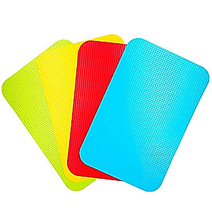 Carrollar Small Flexible Plastic Cutting Board Mats, Cutting Boards Mats With Food Icons, Gripped Back and Dishwasher Safe, Set of 4 (7.5x11.4inch)