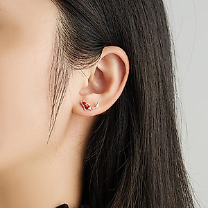 Rofeego S925 Sterling Silver Koi Fish Stud Earrings,hypoallergenic Red Carp Jewelry Gifts ﻿