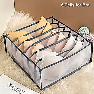 HUAJUHUI L&Z Grid Underwear Storage Collapsible Box, Foldable Drawer Organizer Divider Closet Storage Box for Underwear Bra Sock, Can Be Independently Placed(6+7+11 Cells)