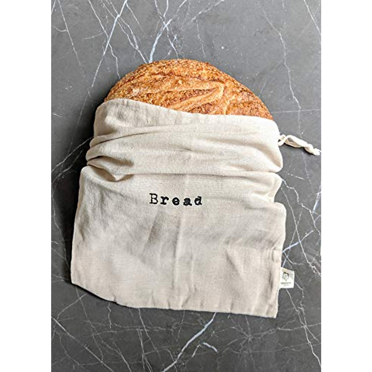 Set of 2 Extra Large Farmhouse Natural Linen 12"x15" Artisan Boule Bread Bags, Reusable Drawstring Bag for Homemade Bread Storage, Perfect for Bakers, House Warming, Reusable Food Storage
