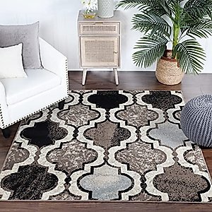 BLUENILEMILLS BNM Indoor Small Area Rug with Jute Backing, Perfect for Kitchen, Bedroom, Hardwood, Living Room, Dorm, Entry, Office, Transitional Versatile Design, Viking Collection, 5' x 5', Ivory
