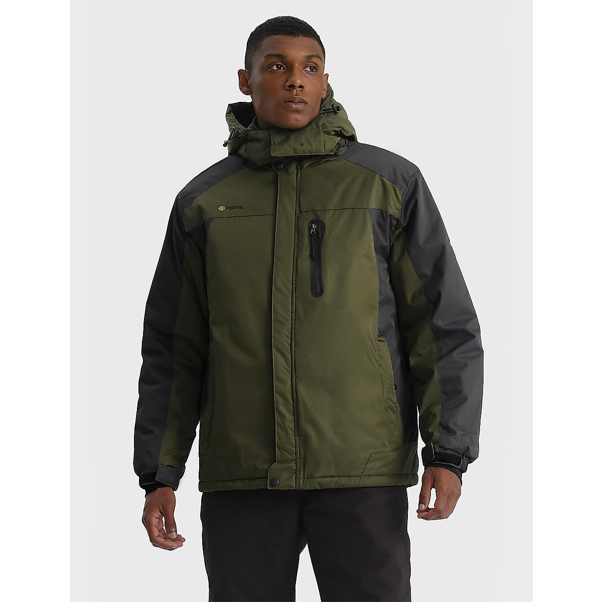 GEMYSE Men's Mountain Waterproof Ski Snow Jacket Winter Windproof Rain Jacket (Army Green,Medium)
