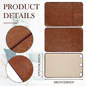 Tradder 3 Pcs PU Leather Recliner Headrest Protector with Arm Covers for Furniture Recliners 22.8 x 14.6 Inch, Arm with Pockets Headrest Cover for Couch Sofa Chairs Furniture(Brown)