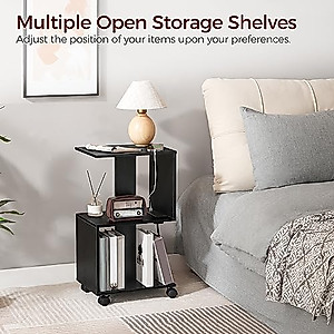 MAHANCRIS End Table with Charging Station and Black Beside Table, Narrow Side Table for Small Spaces, White Slim Nightstand with Light, Beside Table,for Bedroom, Living Room ETWT18E01Z-ETHB77E01