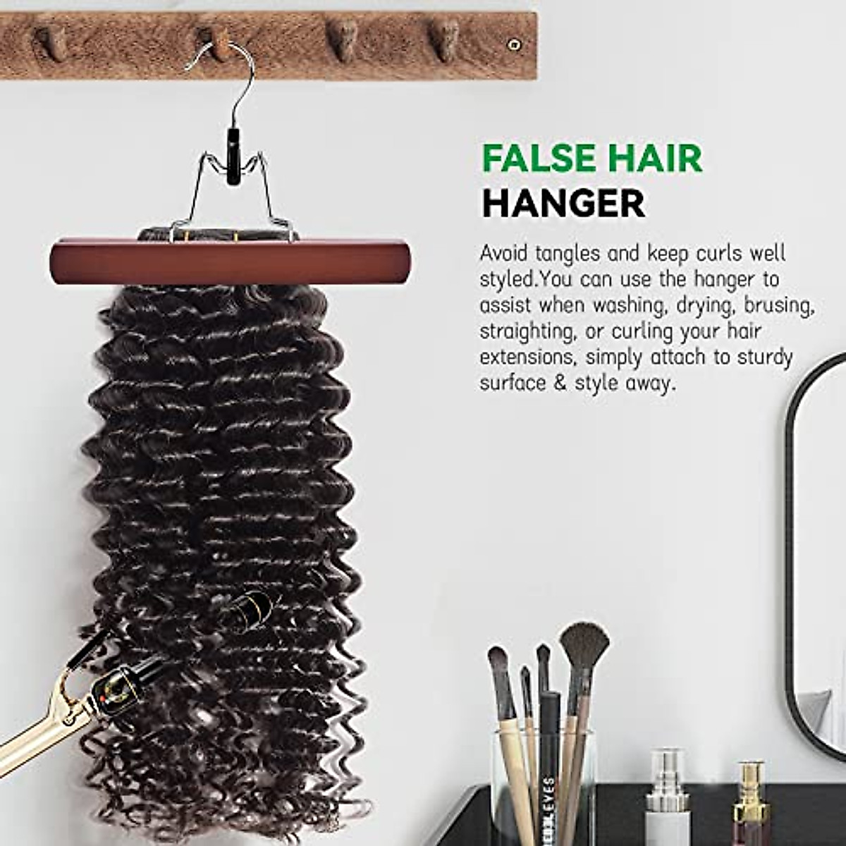 Nature Smile Wooden Pants Skirt Hangers, Smooth Finish Solid Wood Non Slip Jeans Slack Clamp Hangers Hair Extension Hangers (10 Pack Cherry)