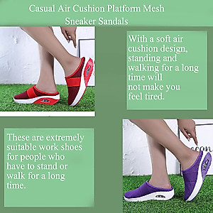 Orthopedic Diabetic Walking Shoes Sandals, Slip-On with Arch Support For Womens, Air Cushion Platform Mesh Sneaker (Dark Blue,9)