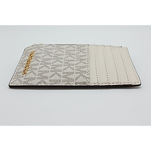 Michael Kors Jet Set Travel Top Zip Card Case Wallet Coin Pouch Light Cream Multi