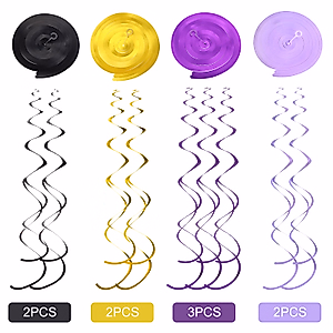 30 Pieces 50th Birthday Decorations 50th Birthday Party Hanging Swirl Decorations, Purple Gold Happy 50th Birthday Swirls Foil Ceiling Decorations for Cheer 50th Birthday Anniversary Party Supplies