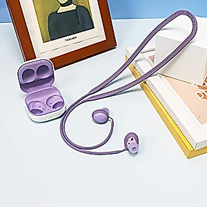 QYTOJQX Galaxy Buds 2 Strap String Lanyard Anti-Lost Leash Sports Neck Rope Cord, Soft Silicone Special Anti-Slip Texture Design Wireless Earphone, Compatible with Samsung Galaxy Buds 2 (Lilac)