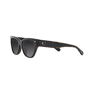 Coach HC8370U Universal Fit Sunglasses, Black/Dark Tortoise/Grey Gradient Polarized, 54 mm